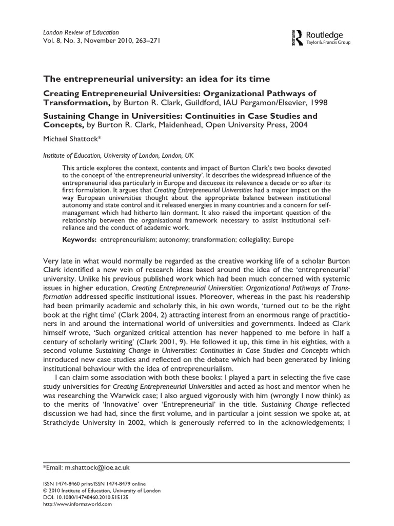 2 - Shattock | PDF | University | Entrepreneurship