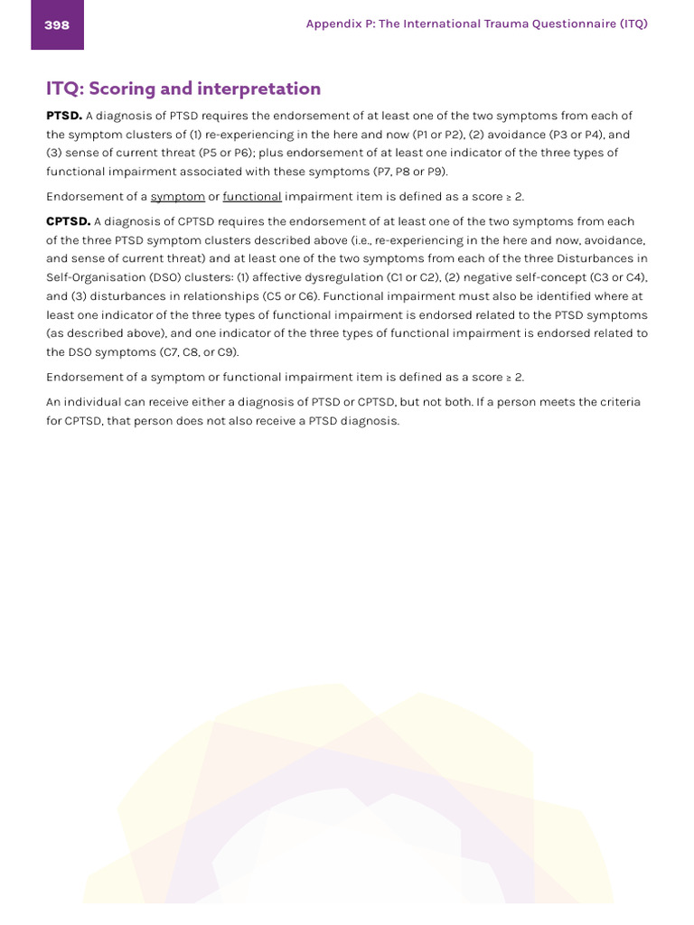 ITQ Scoring and Diagnosis Guide | PDF