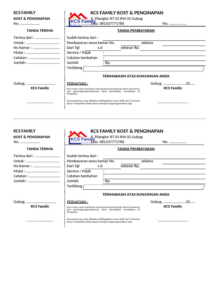 Penginapan Dan KOS KCS Family | PDF