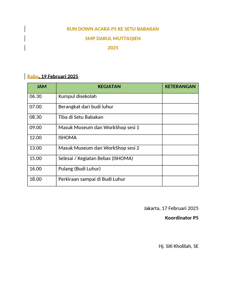 Run Down Acara-1 | PDF