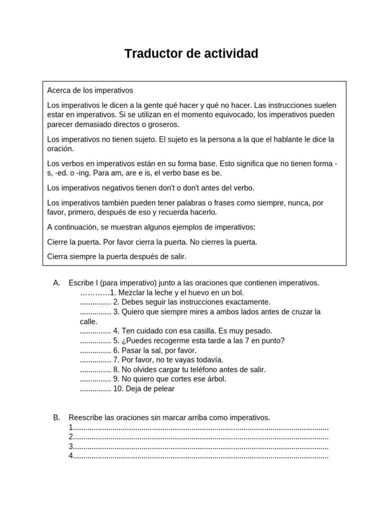Traductor de Actividad Ingles | PDF