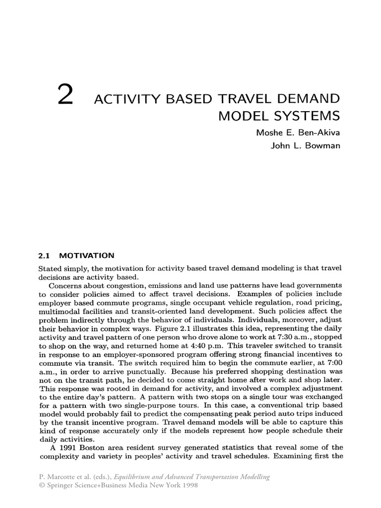 Activity Based Travel Model | PDF | Incentive | Transport