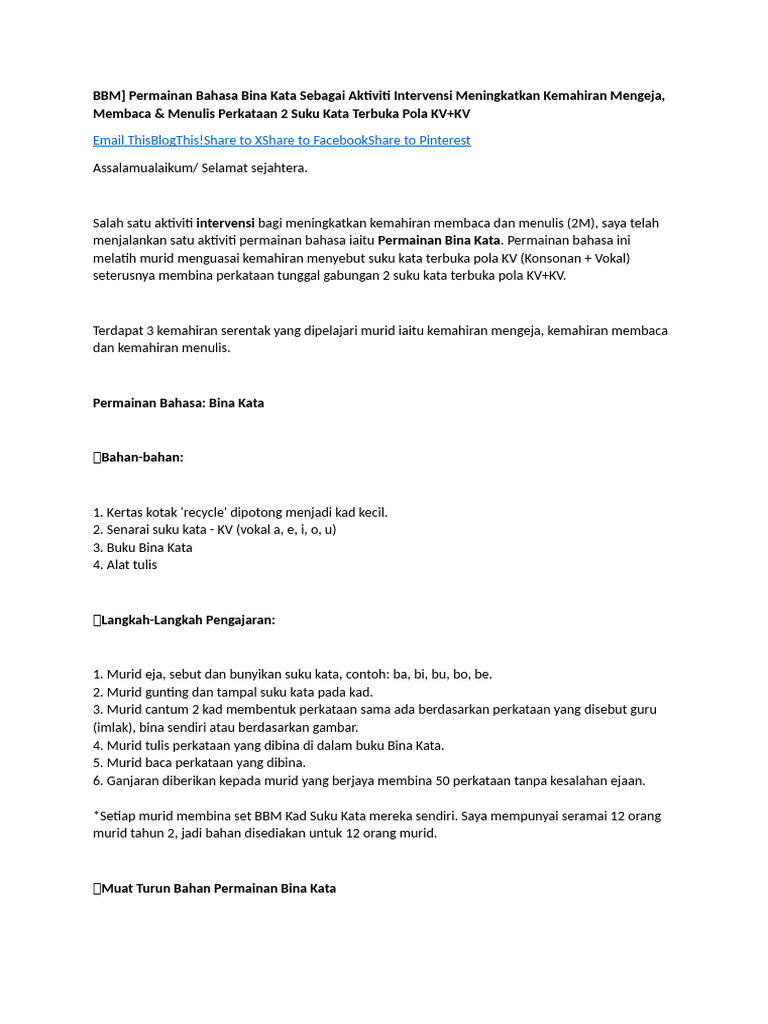 Permainan Bahasa | PDF