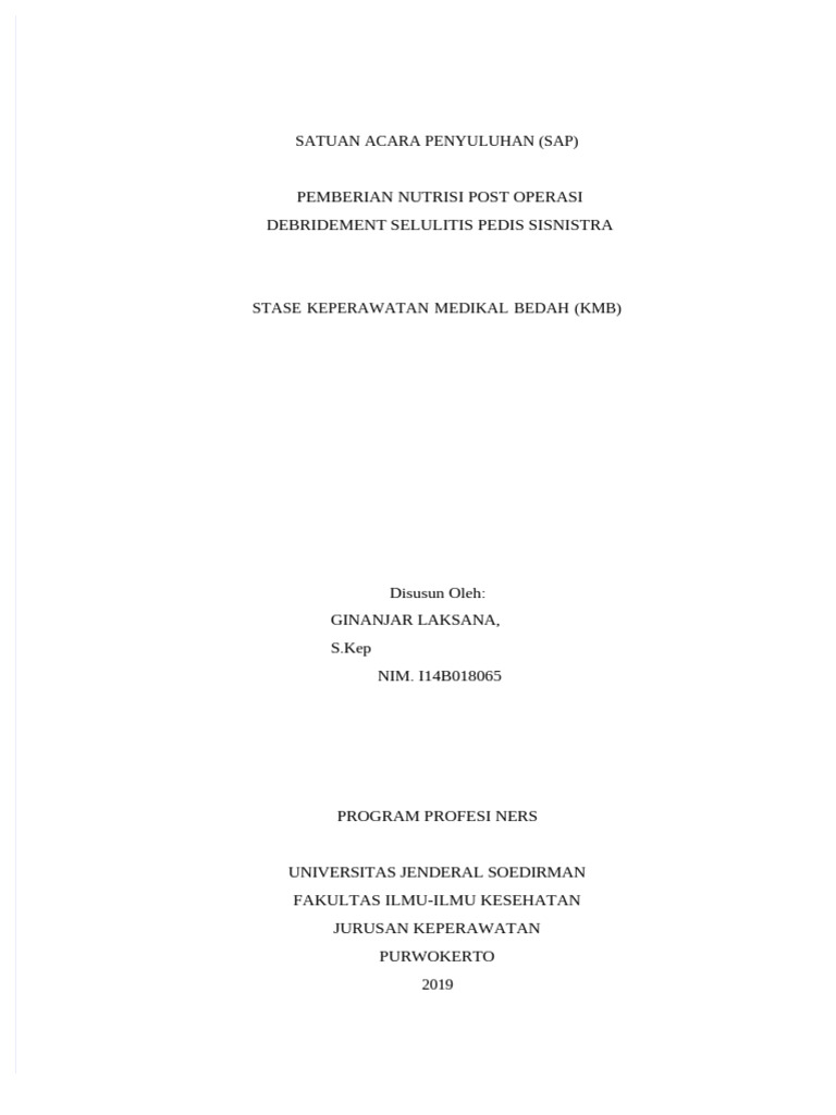 PDF Sap Nutrisi Post Operasi | PDF