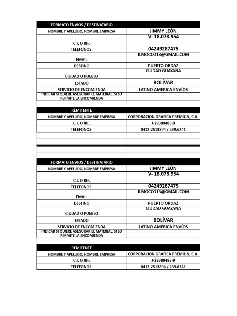 Jimmyleon Envios | PDF