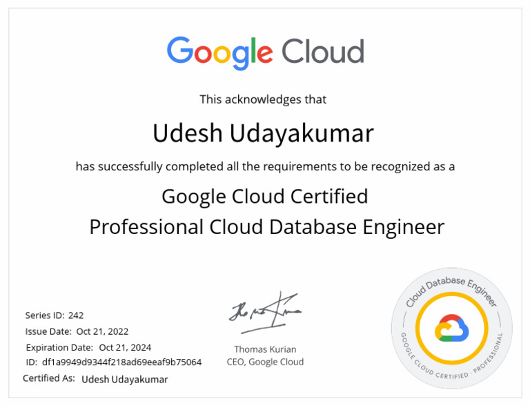 Google Cloud Certified Database Engineer | PDF