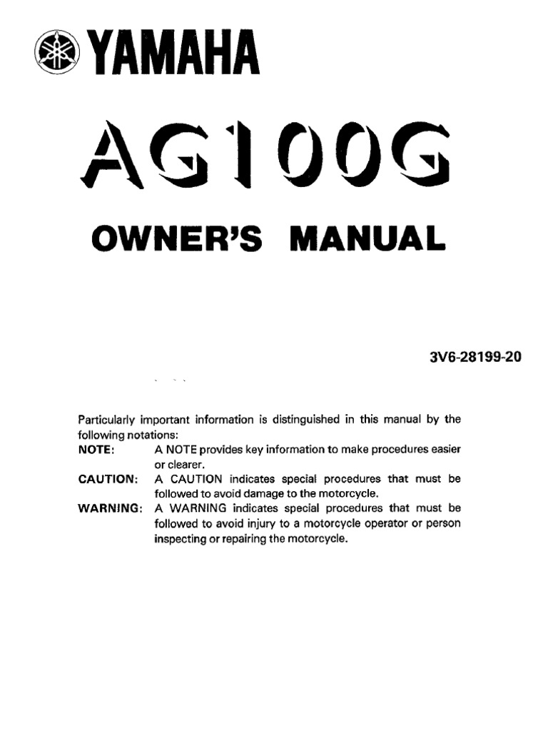 MANUAL Yamaha AG100 | PDF