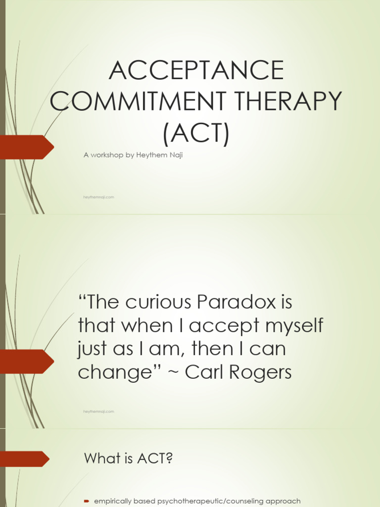 Acceptance Commitment Therapy (Act) Workshop | PDF | Psychotherapy | Thought