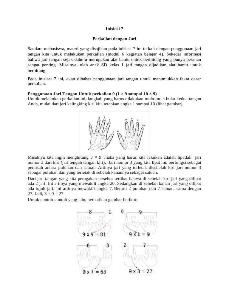 Inisiasi 7 - Perkalian Dengan Jari | PDF