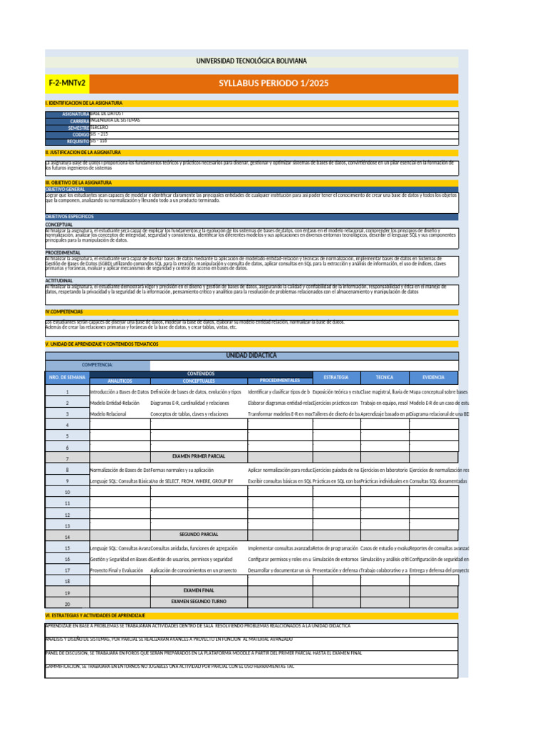 NFForm-Syllabus-2-MNT 1 2025 v2 3798 | PDF | Bases de datos | SQL