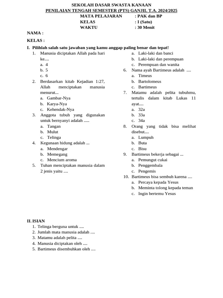 AGAMA KELAS 1 fix | PDF