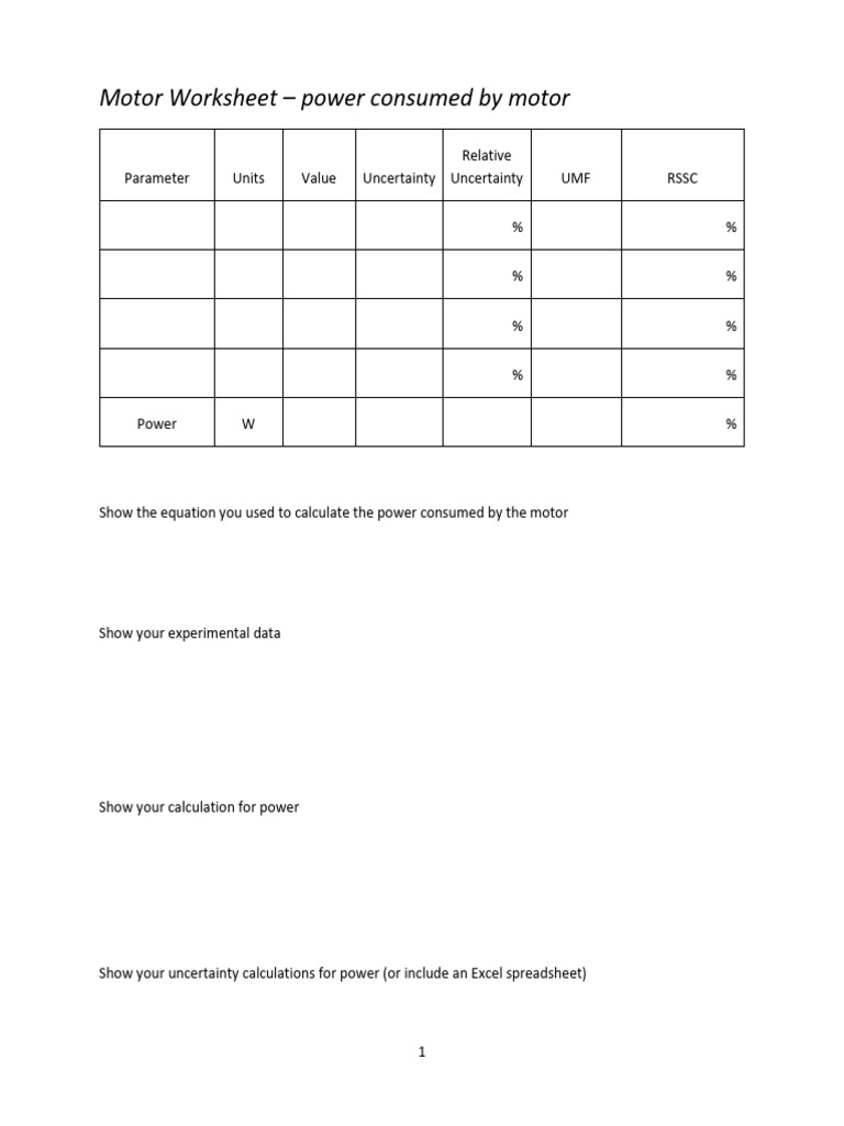 Motor Worksheet | PDF