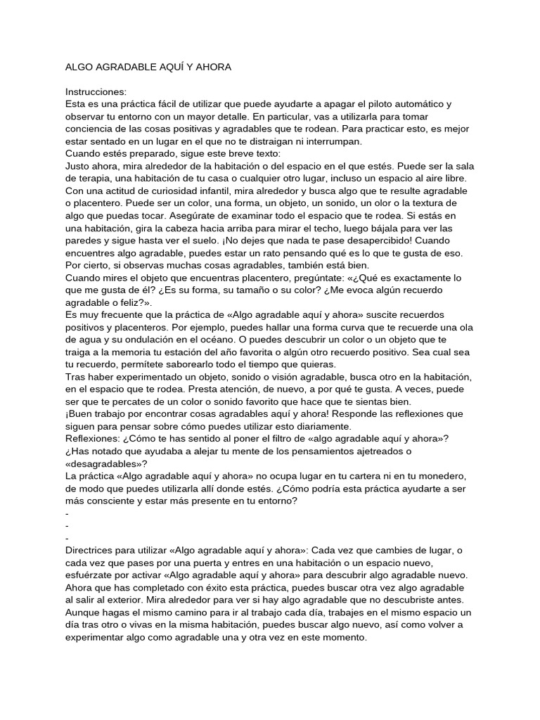 Técnica - Algo Agradable Aquí y Ahora | PDF