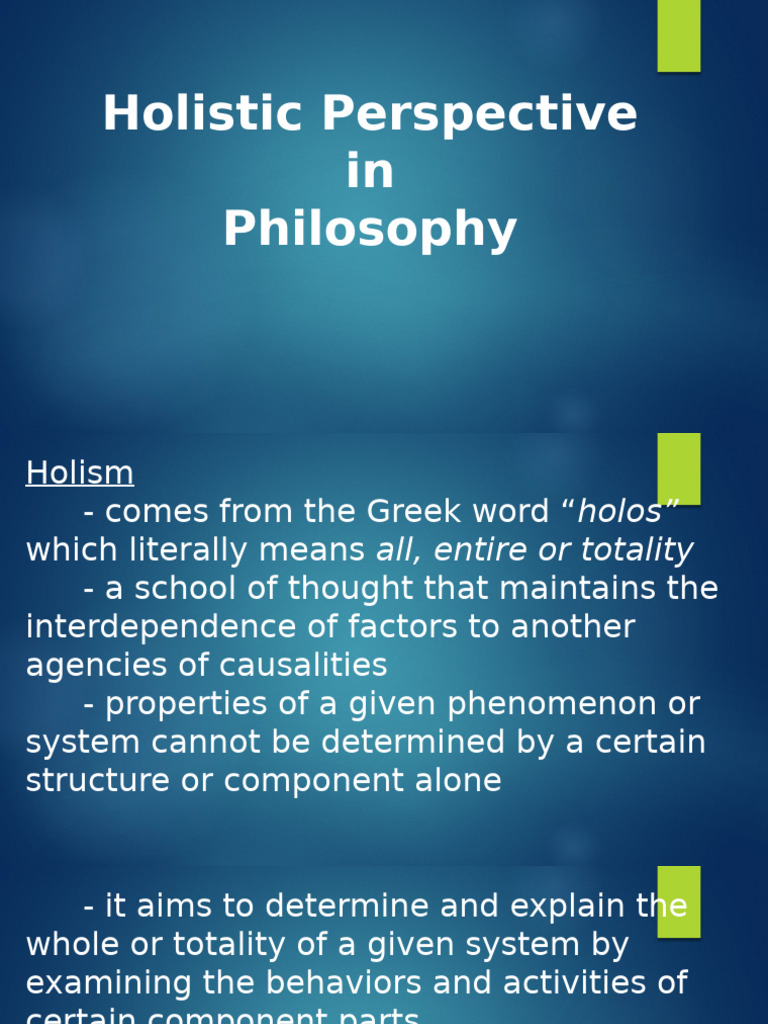 Holistic and Partial Point of View | PDF | Holism | Argument