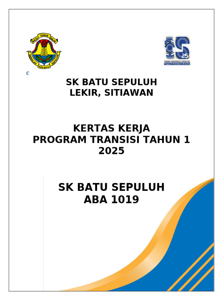 Program Transisi Tahun 1 SK Batu Sepuluh | PDF