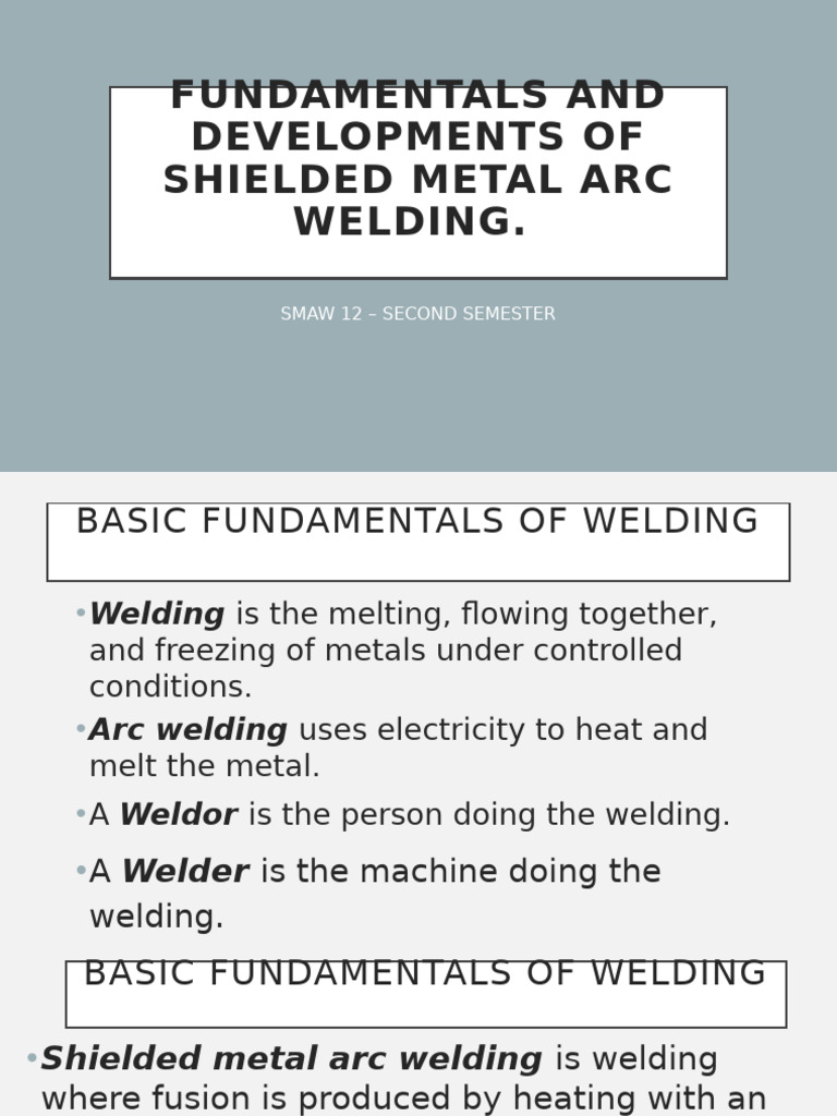 FUNDAMENTALS IN SMAW | PDF | Welding | Construction