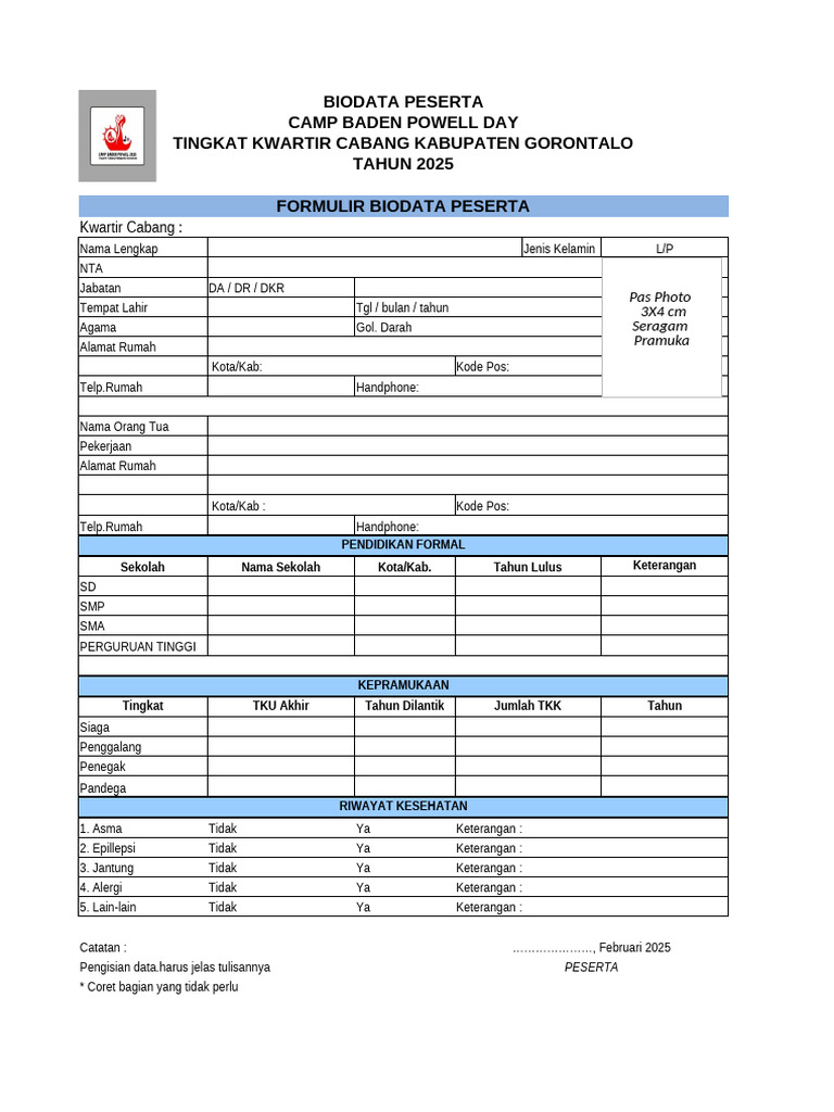 Biodata Peserta | PDF
