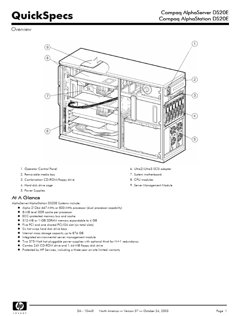HP Compaq AlphaServer DS20E AlphaStation DS20E QuickSpecs (2003) | PDF | Computer Data ...