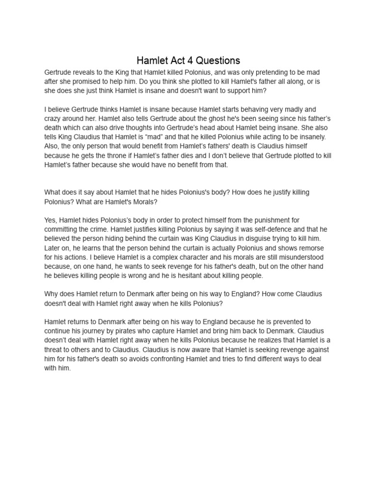 Hamlet Act 4 Questions | PDF