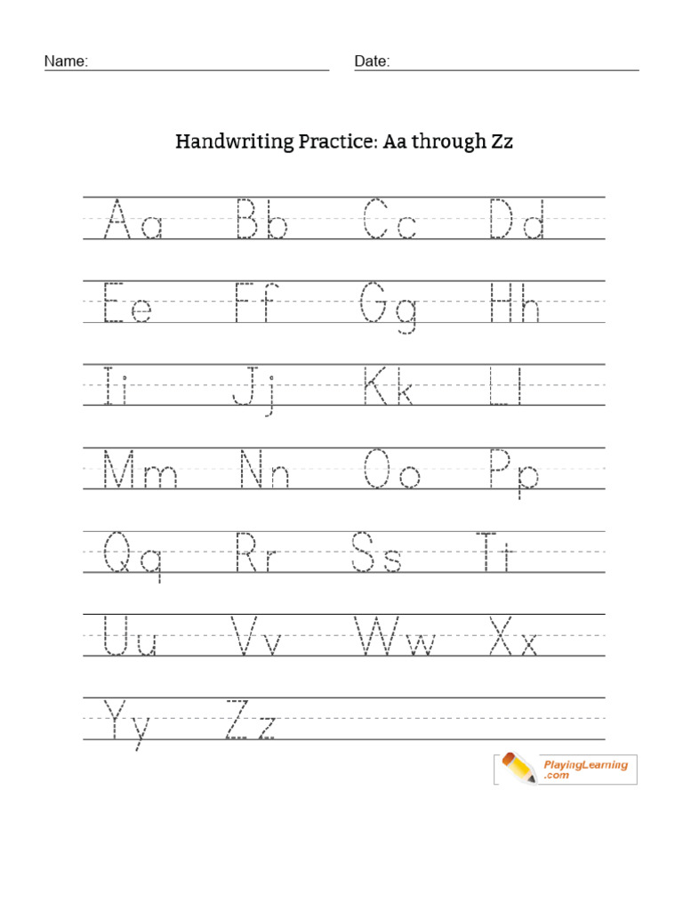 Handwriting Practice Letter a Through Z Uppercase Lowercase _ Free ...