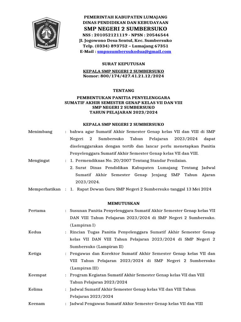 SK Sas Kelas Vii Dan Viii Genap 2023 2024 | PDF