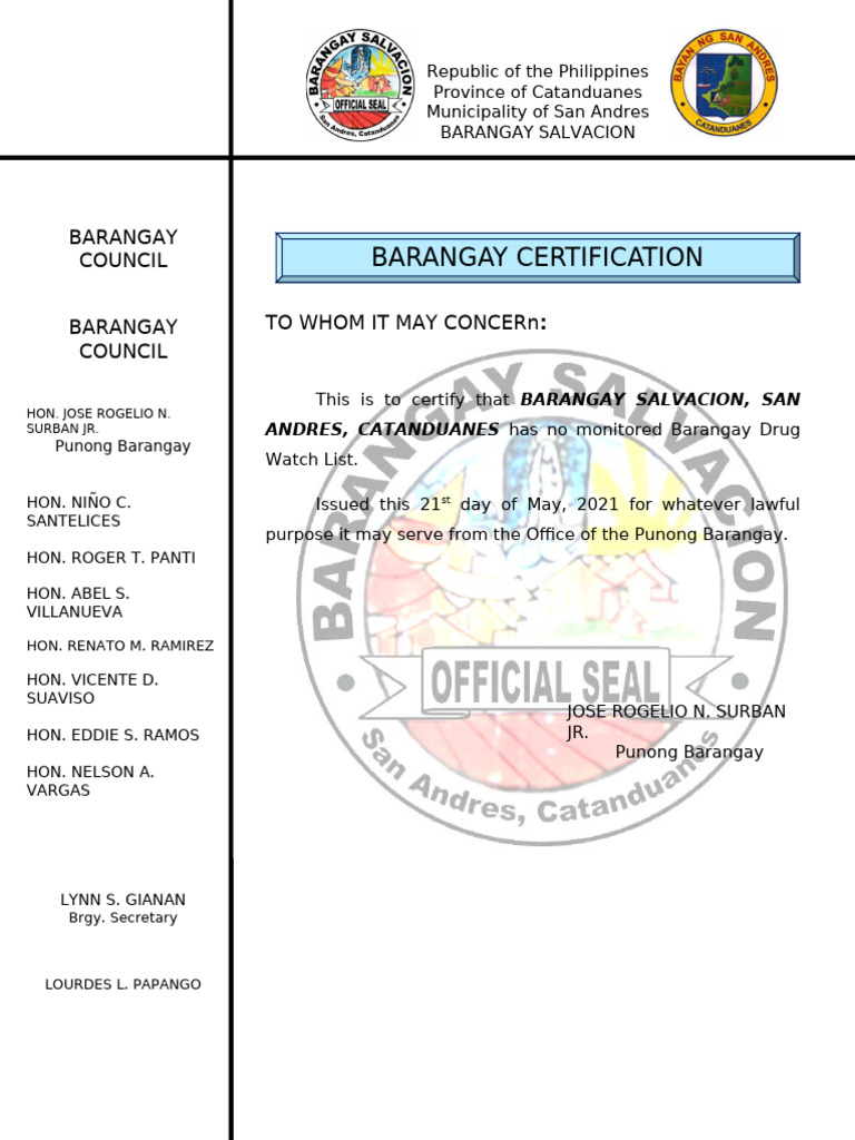 Drug Watch List Certification | PDF