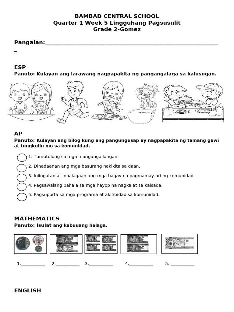 Q1 Week5 Weekly Test | PDF