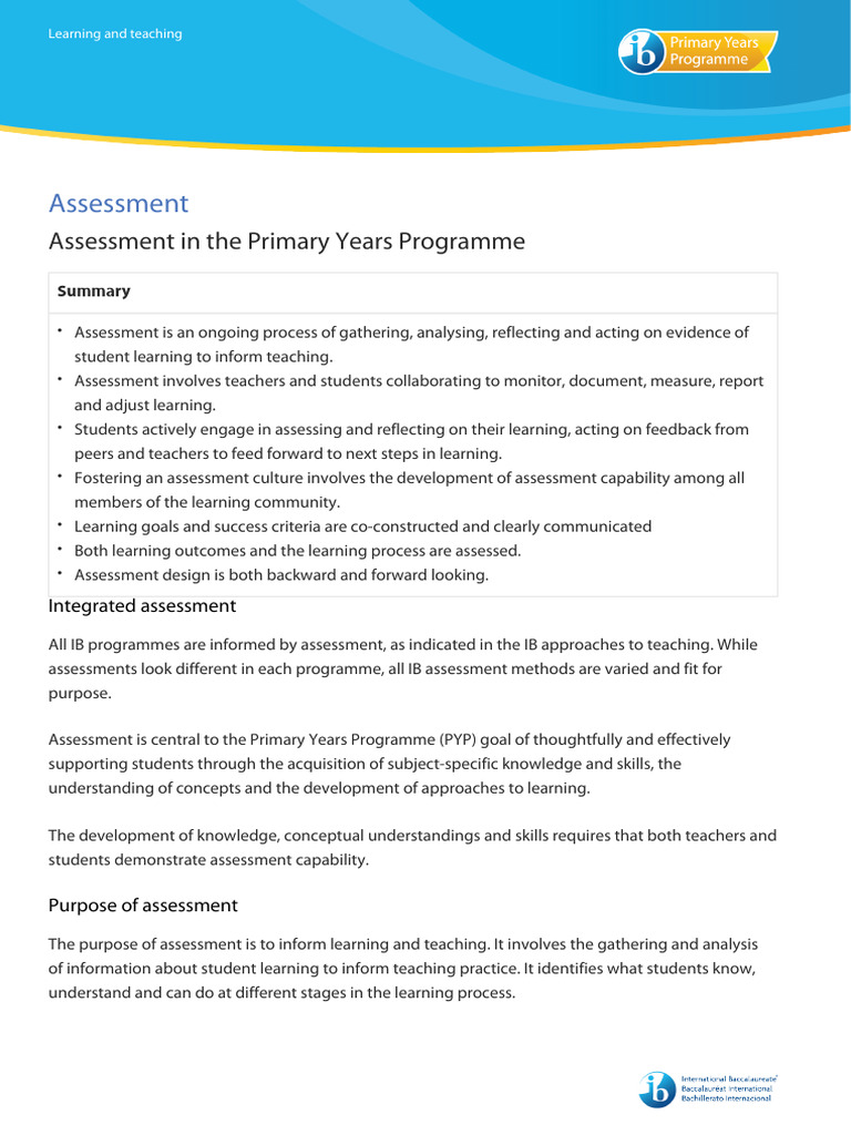 PYP Assessment Strategies and Practices | PDF | Educational Assessment ...
