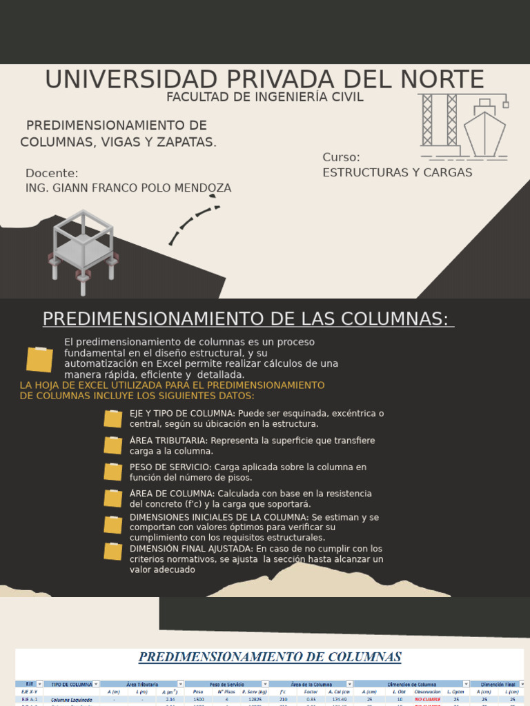 Predimensionamiento de Estructuras en Excel | PDF | Fundación ...