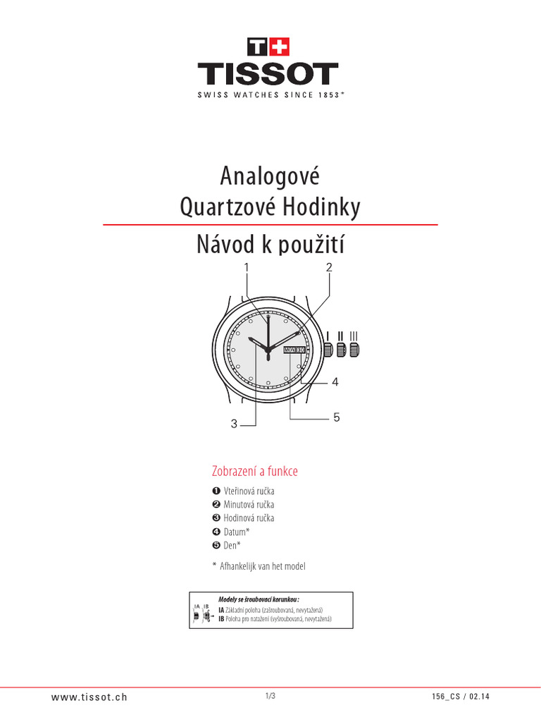 Navod Analogove Quartz Hodinky Tissot | PDF