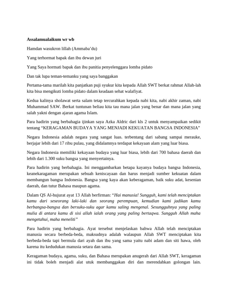 Pidato Porseni Baru | PDF