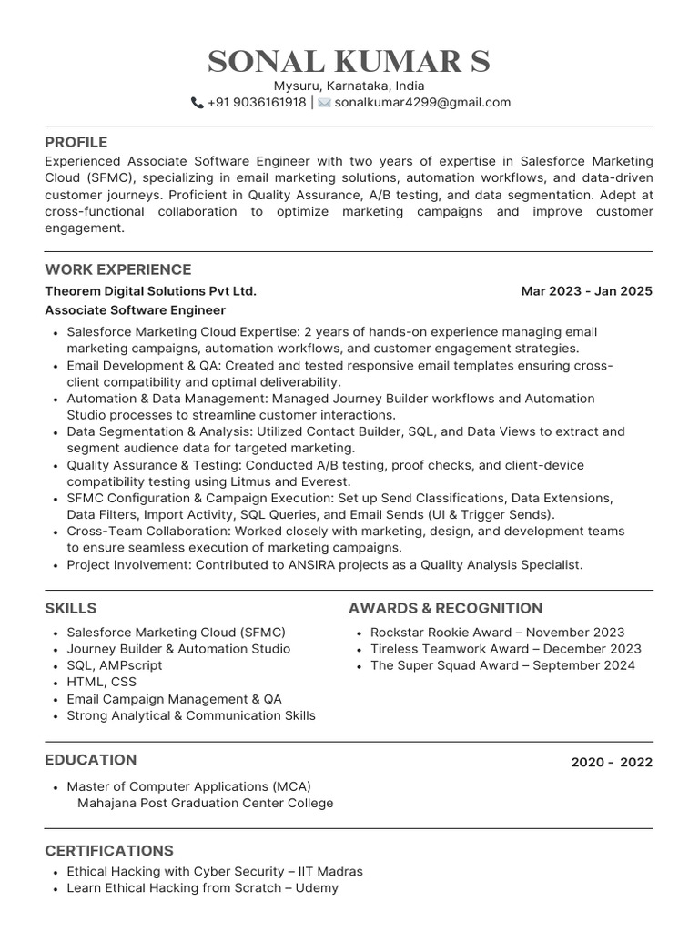 Sonal_Resume | PDF | Marketing | Computing