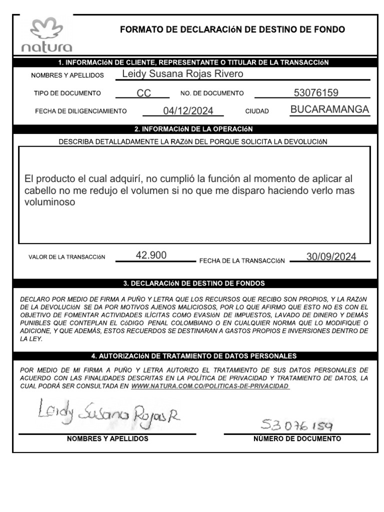 Formato Natura Leidy | PDF