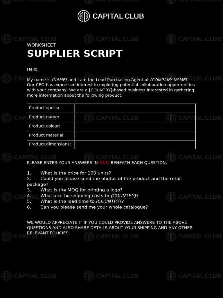 Worksheet Supplier Ecom | PDF