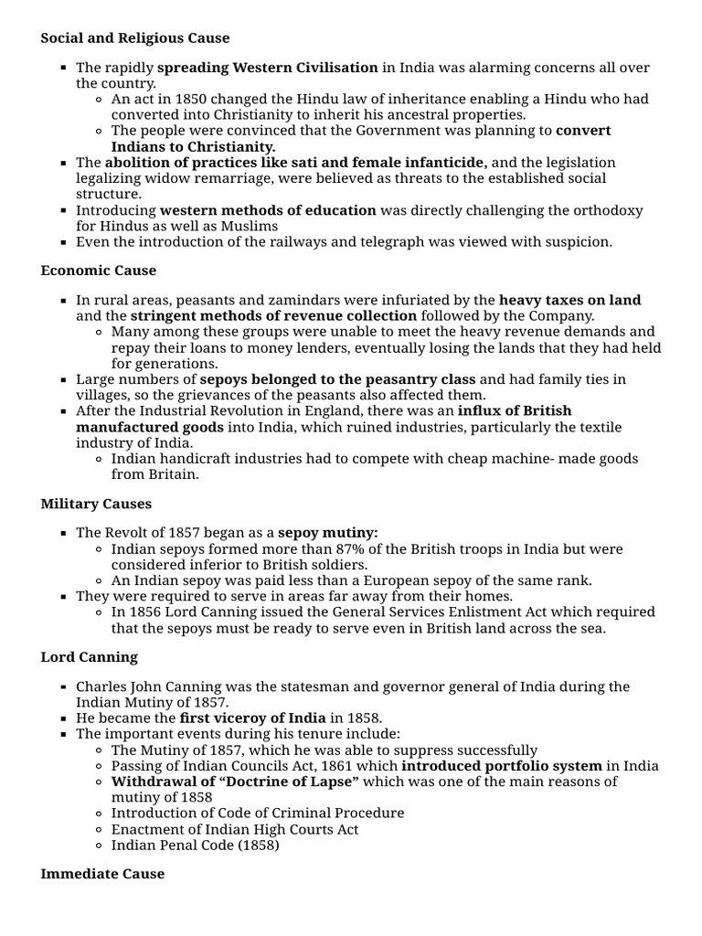To-The-Points Paper1 Revolt-Of-1857 Print Manually | PDF | Indian ...