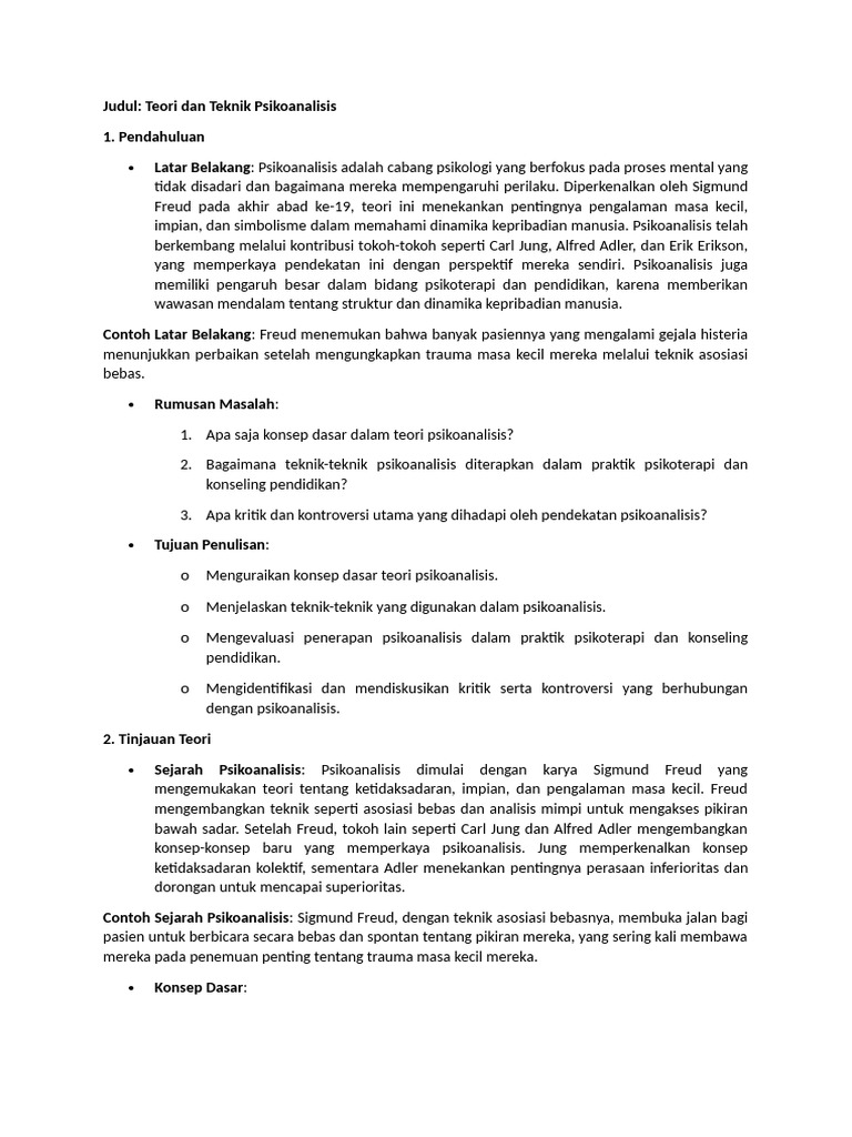 Paper_teori Dan Teknik Psikoanalisis | PDF