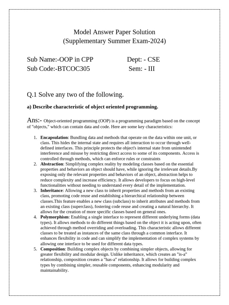 Model Answer Paper Solution(1) | PDF | Method (Computer Programming ...