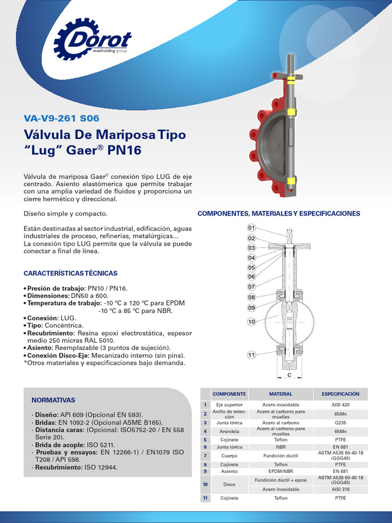 Gaer Válvula Mariposa Tipo LUG Spa | PDF | Acero | Materiales