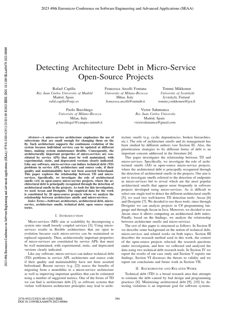 Microservice Architecture Debt Analysis | PDF | Software Engineering | Computing