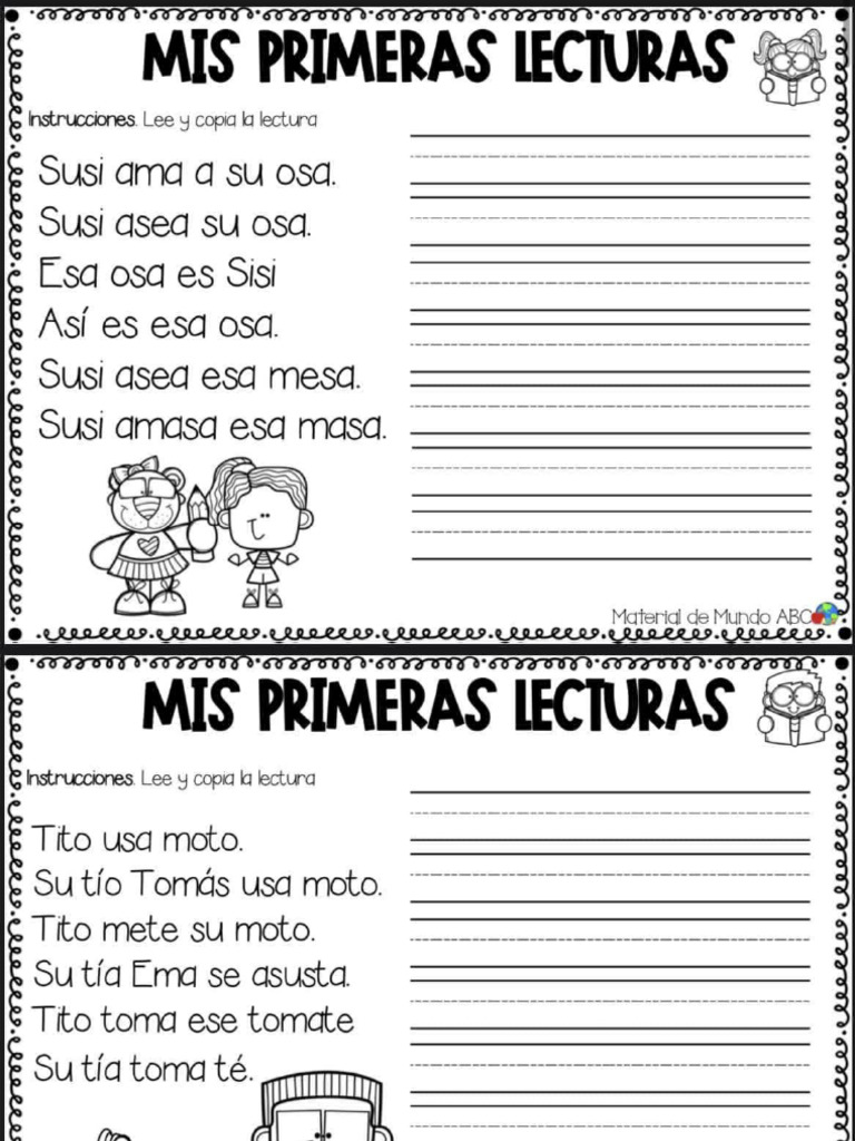 Material para Practicar Lecturas Cortas y Copiar Oraciones | PDF