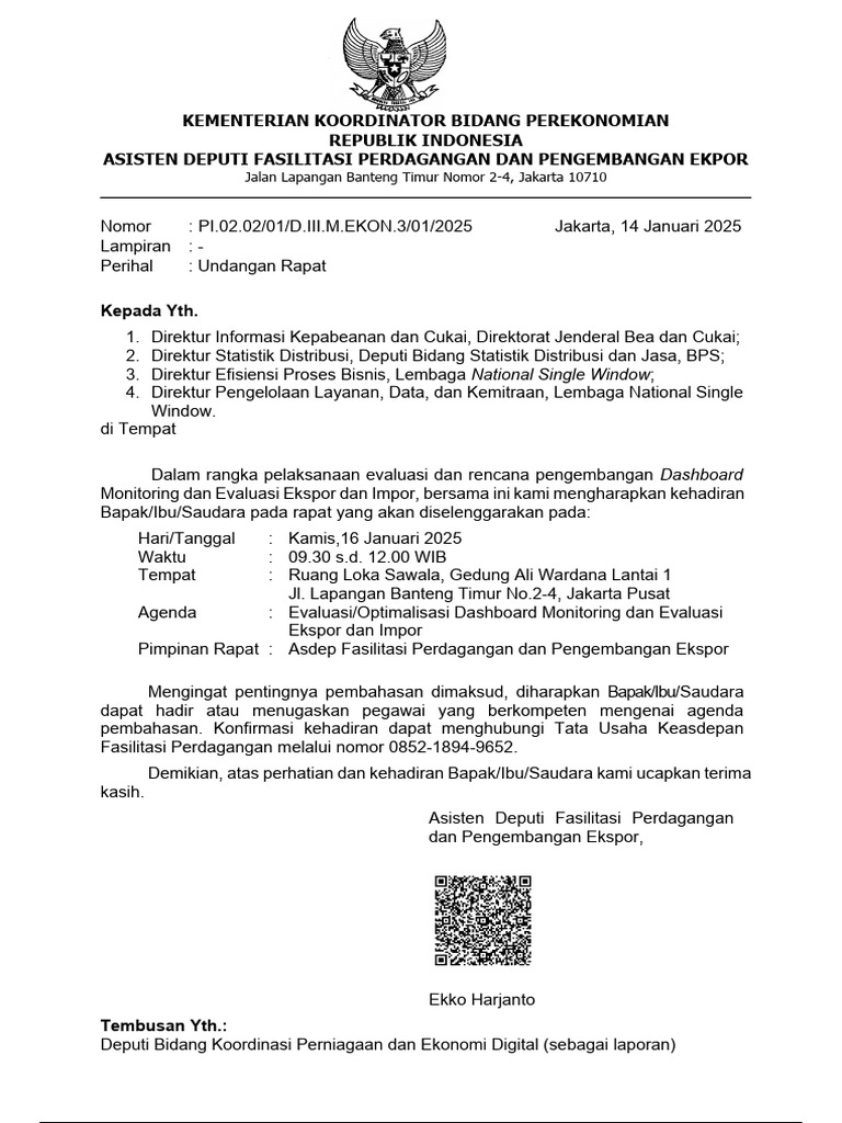 UND 01 2025 - Rapat Dashboard Eksim | PDF