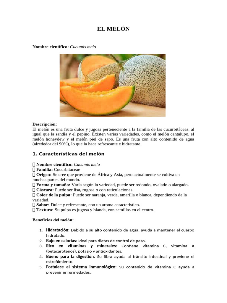 Beneficios y Cultivo del Melón | PDF
