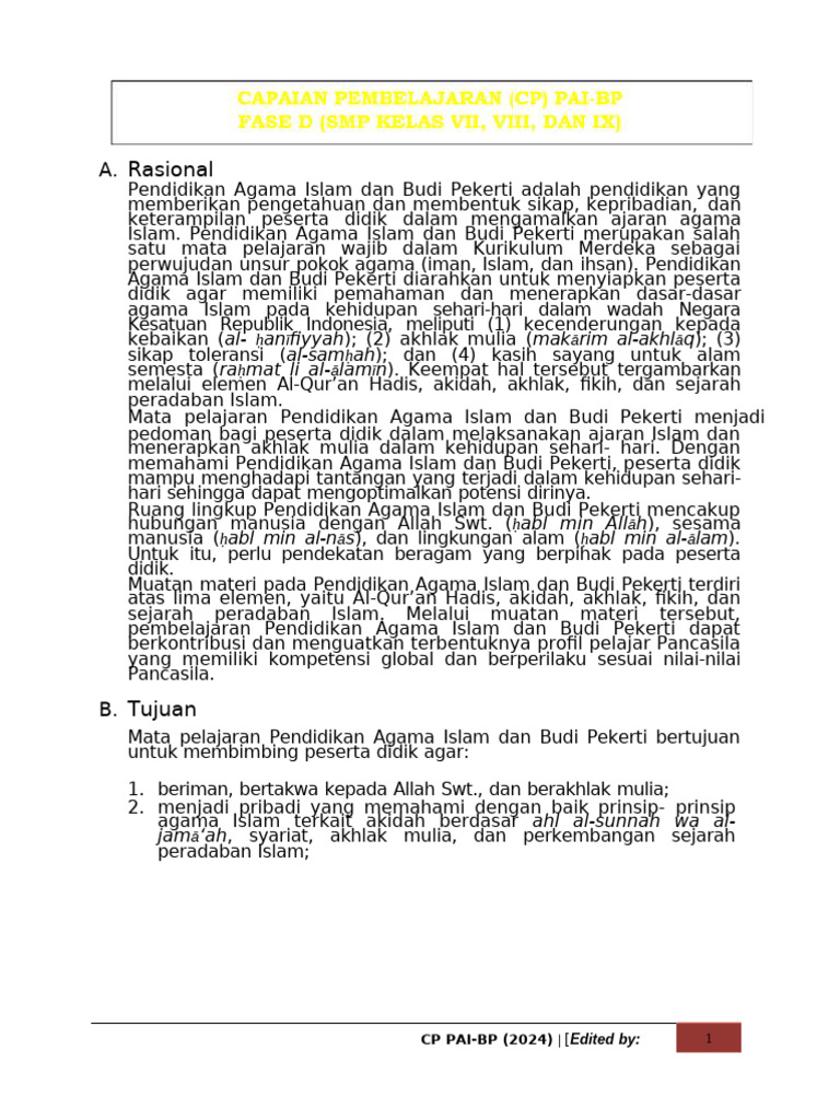 CP PAI-BP (2024)_Sulhandi, S. Pd. I | PDF