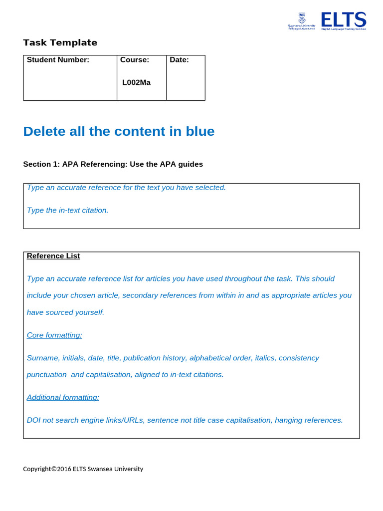 Written Task Template 2022 L00M2a | PDF | Citation | Human Communication