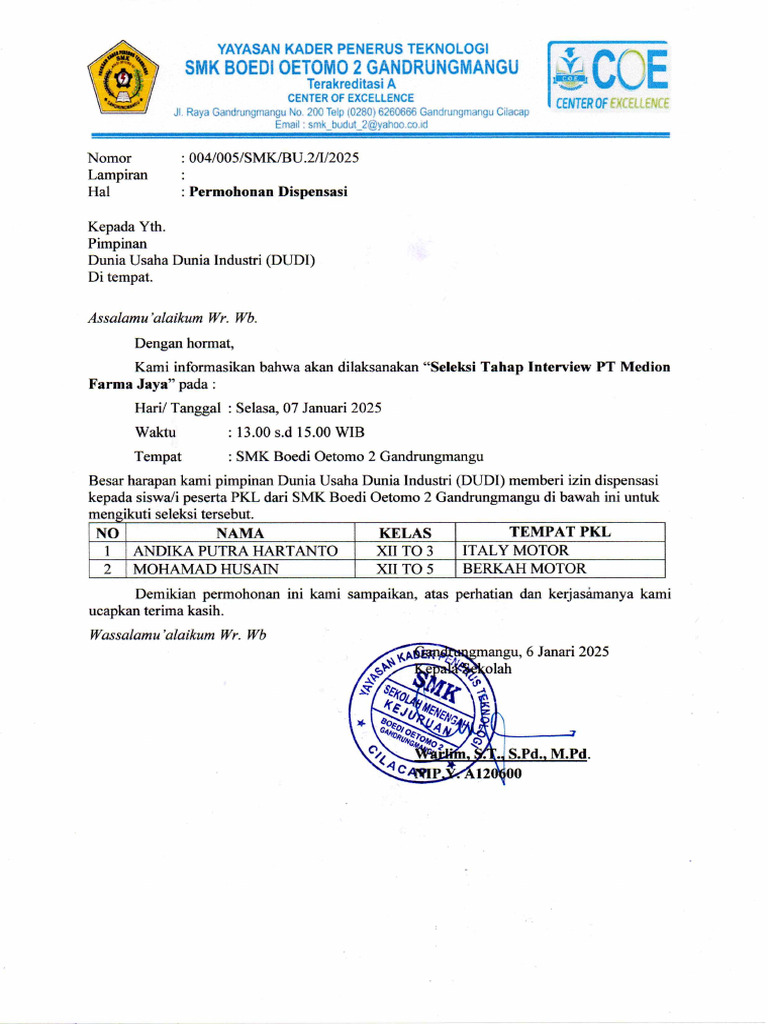 Dispen Dudi PKL - Selasa 7 Januari 2025 Sesi 2 | PDF