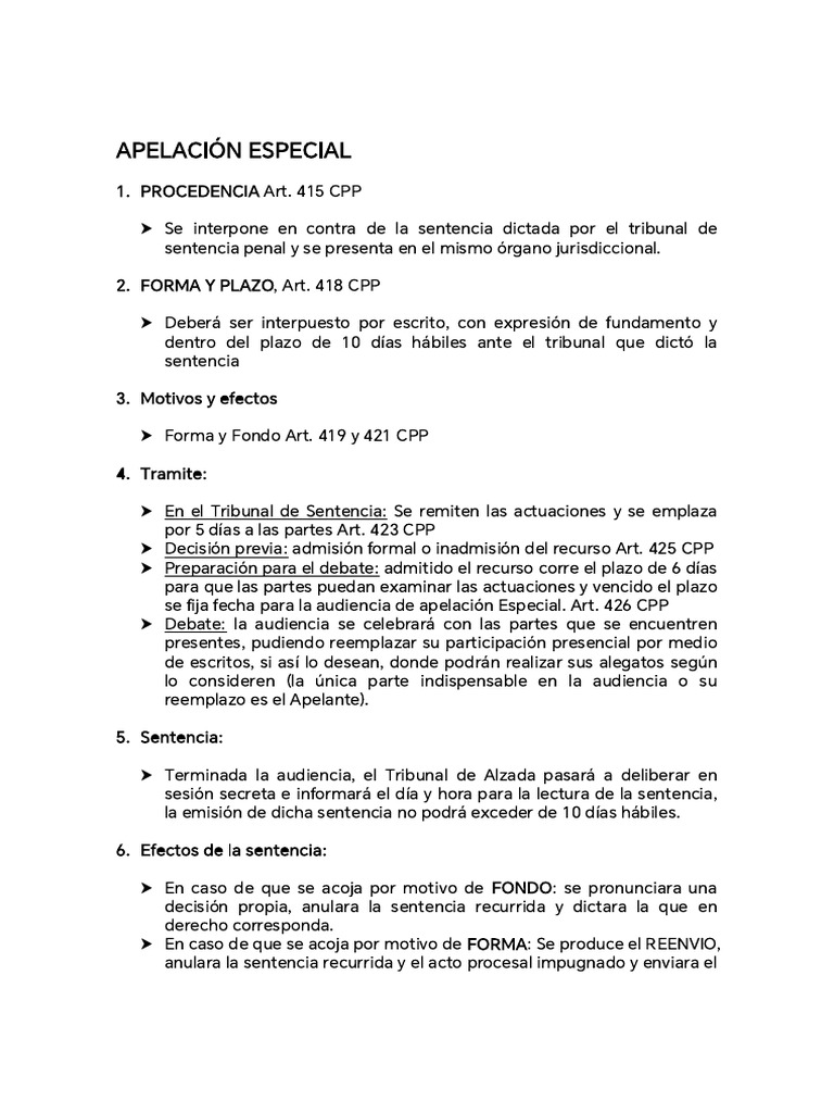 Esquema de Apelación Especial | PDF