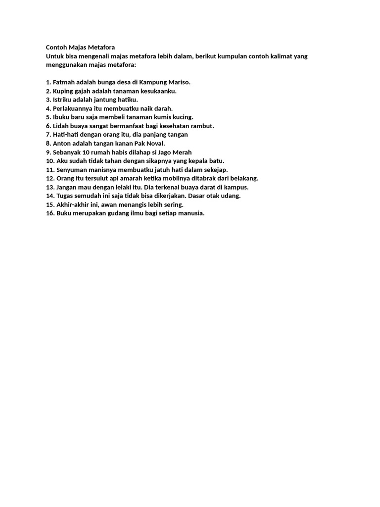Contoh Majas Metafora | PDF