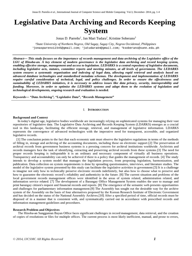 Legislative Data Archiving and Records Keeping System | PDF | Security ...