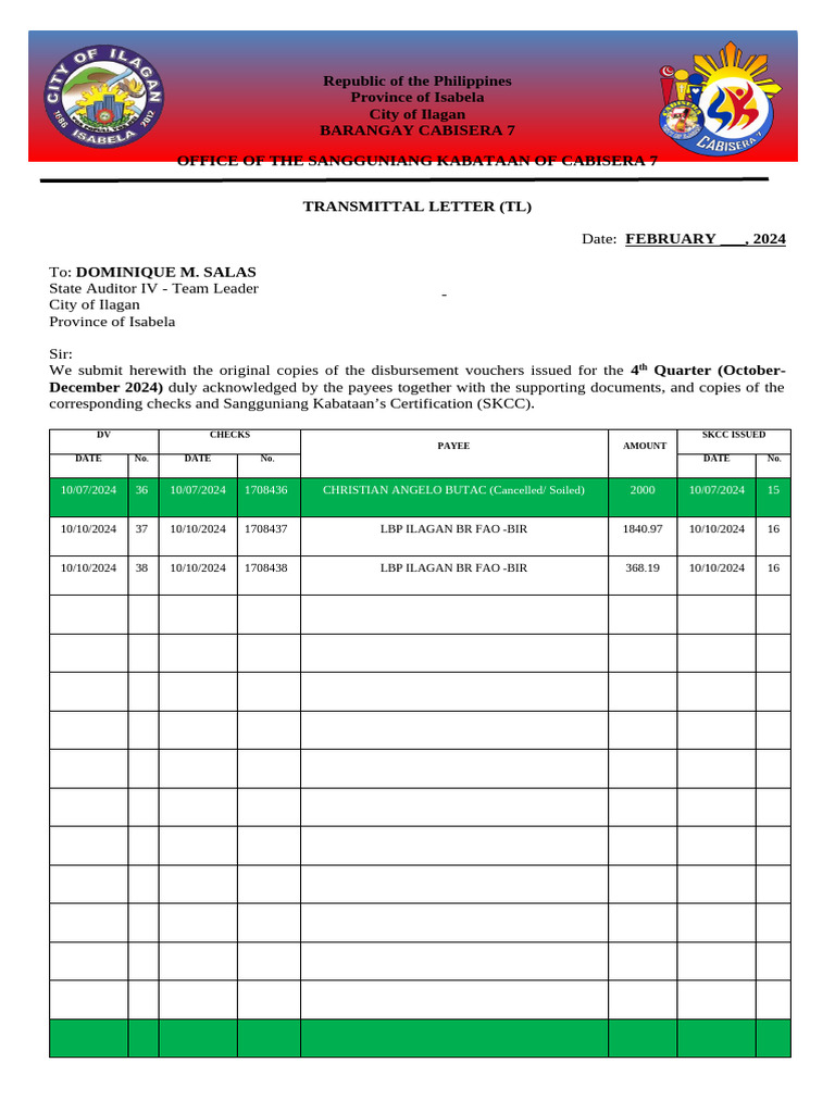 Transmittal Letter 4th | PDF