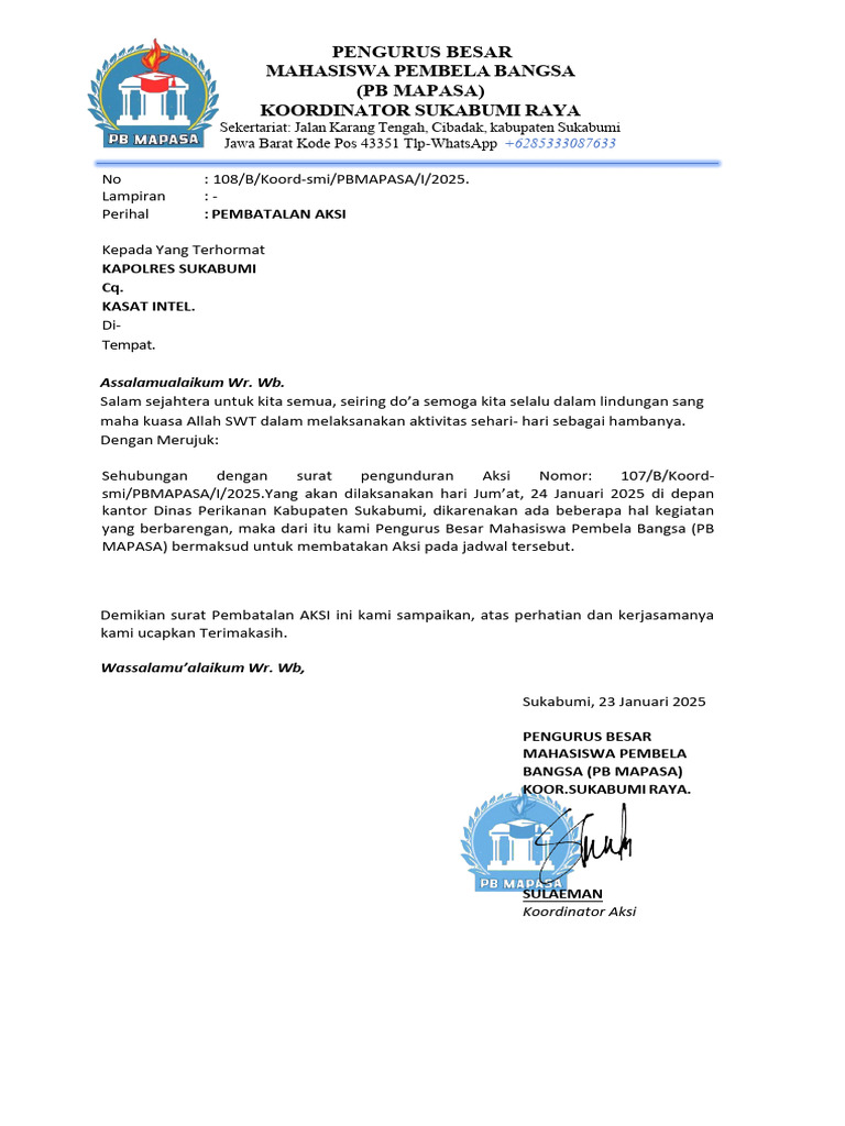 Pembatalan Aksi Dinas Perikanan 1 | PDF